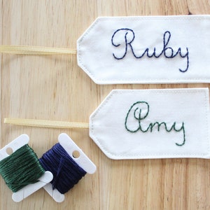 Hand Embroidered Name Tag - Label - Christmas Stocking Tag - Christmas ...