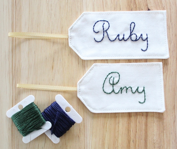 Hand Embroidered Name Tag Label Christmas Stocking Tag | Etsy