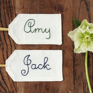 Hand Embroidered Name Tag - Label - Christmas Stocking Tag - Christmas ...