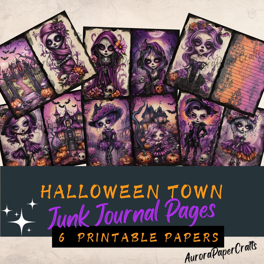 Halloween Town Junk Journal Pages Vol 2, Whimsical Creepy Cuties ...