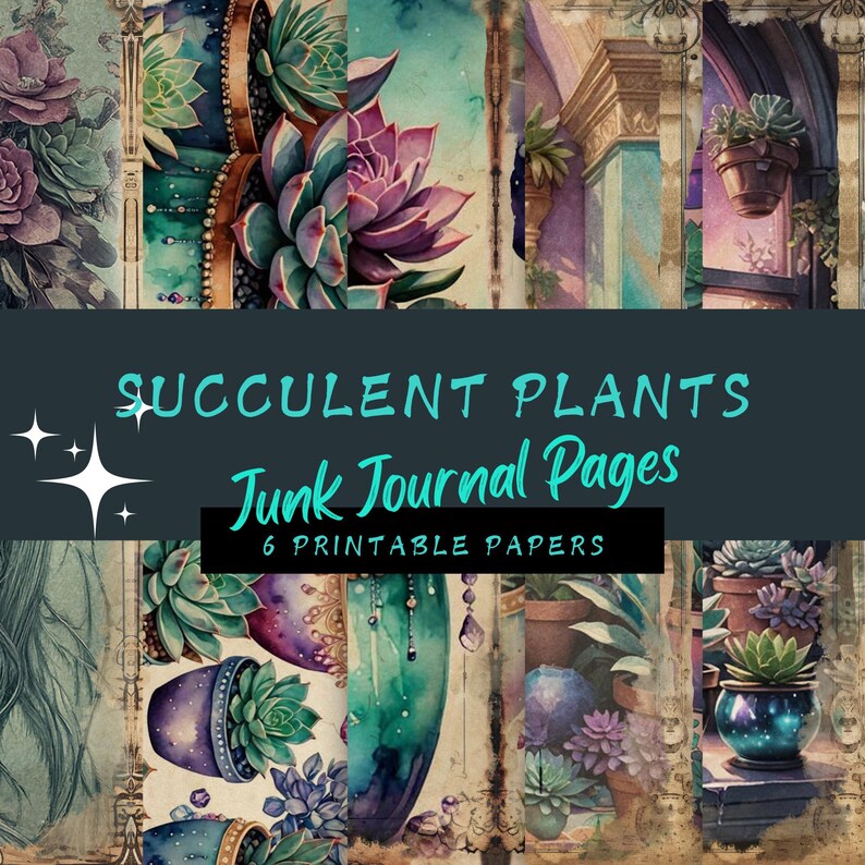 Succulent Plants Junk Journal Pages: Pastel Printable Ephemera (digital ...