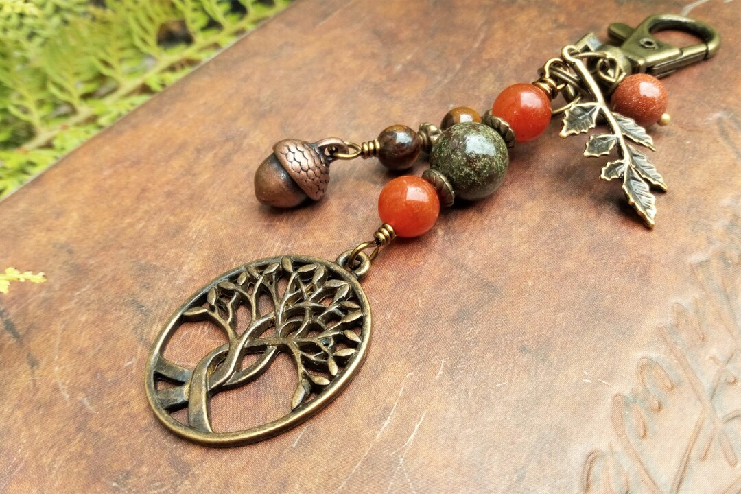 Bohemian Bag Charm, Beaded Bag Charm, Autumn Fall Color Purse Charm ...