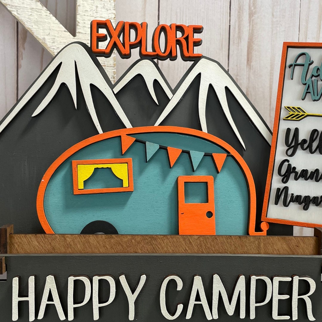 Happy Camper Sign Set, Camping, Tier Tray, Camper, Fun in the Sun ...