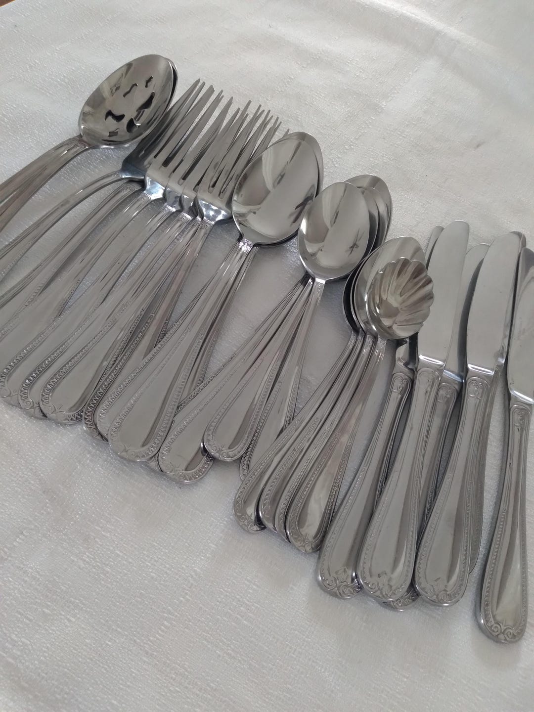 International Stainless Flatware Set Dinner Knives Forks Teaspoons - Etsy