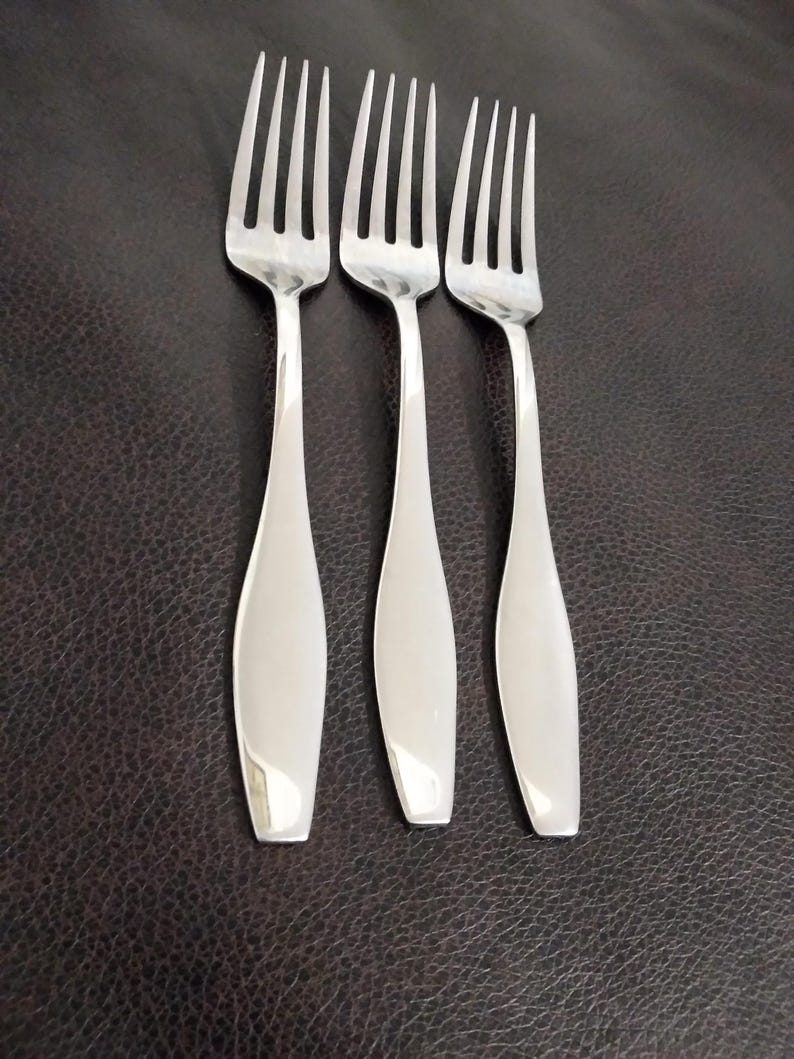 Pfaltzgraff Collette 3 Salad Forks Glossy Stainless Flatware - Etsy