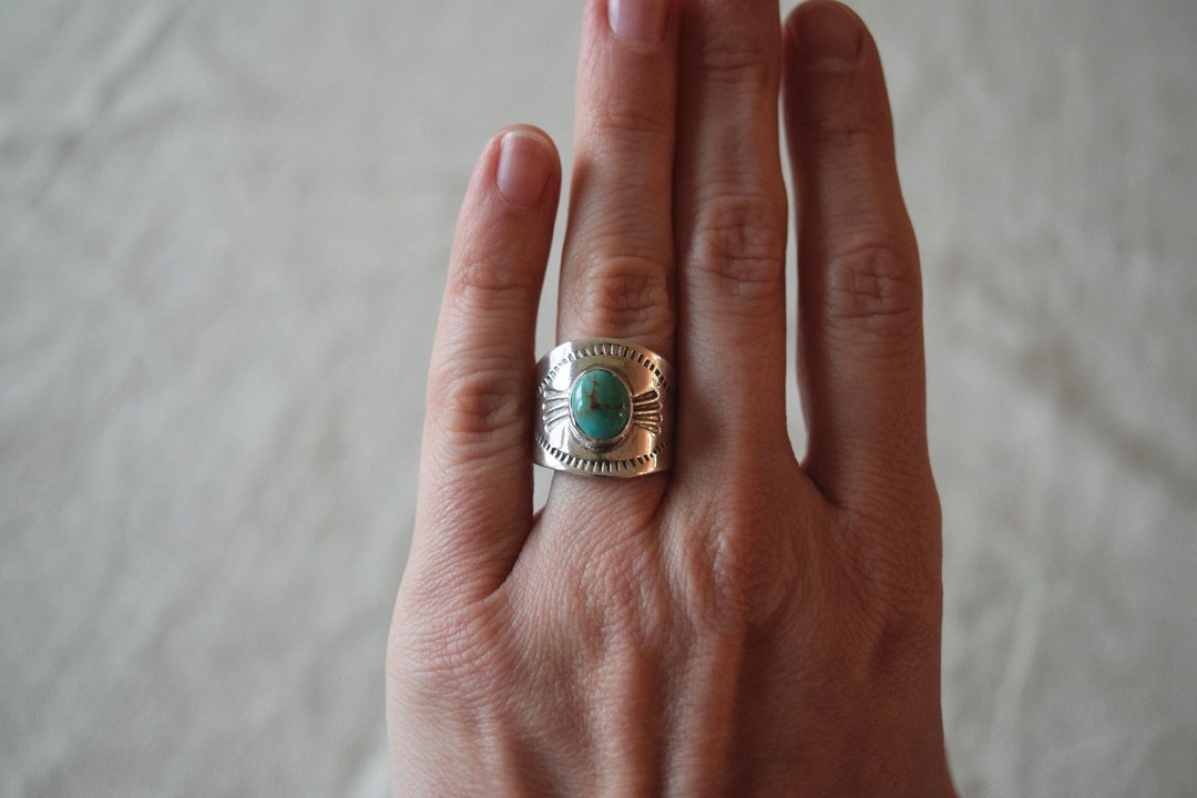 Vintage Size 5 Turquoise Ring Dean Sandoval Jr Navajo Sterling Silver ...