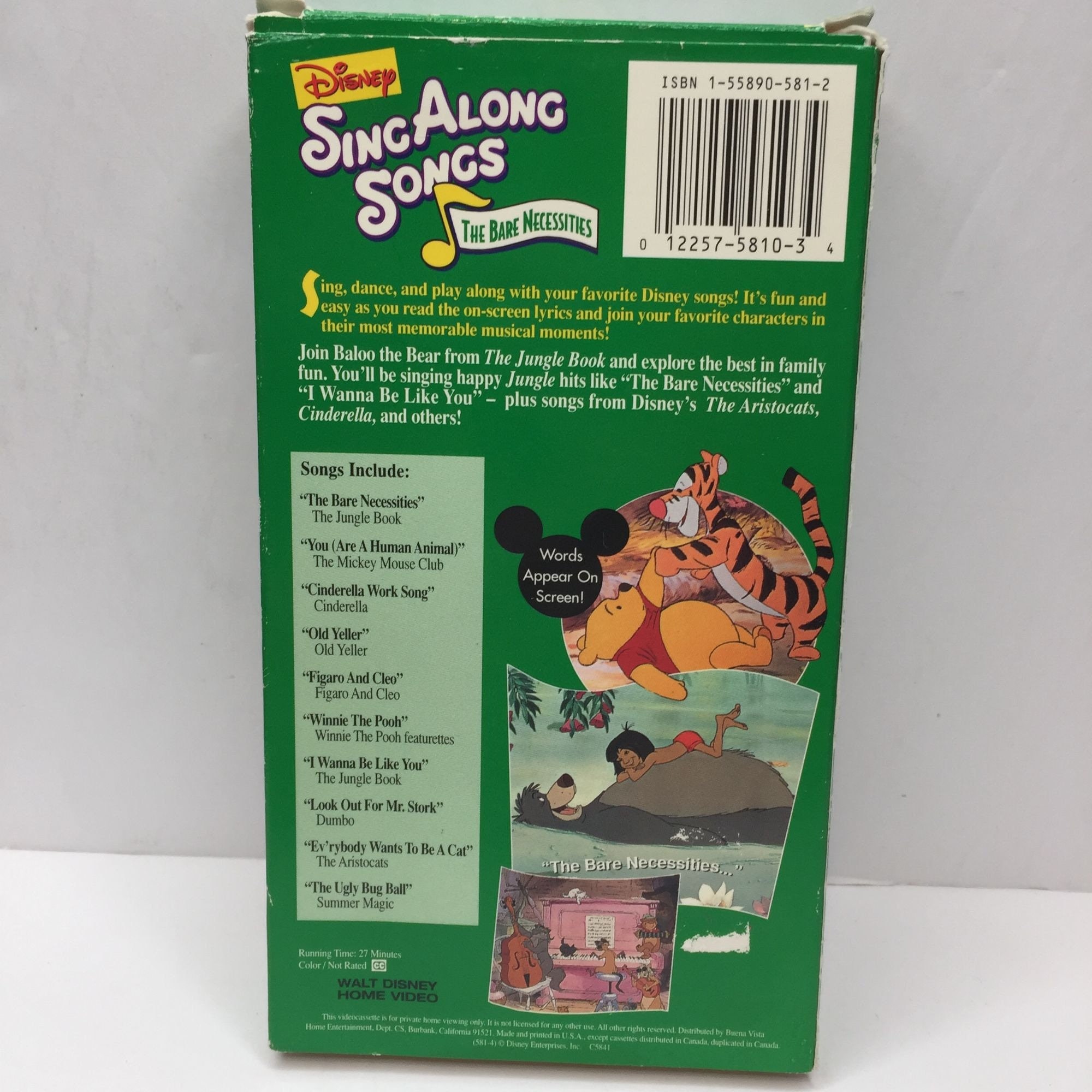 Vintage VHS Disney Sing Along Songs Jungle Book the Bare Necessities ...