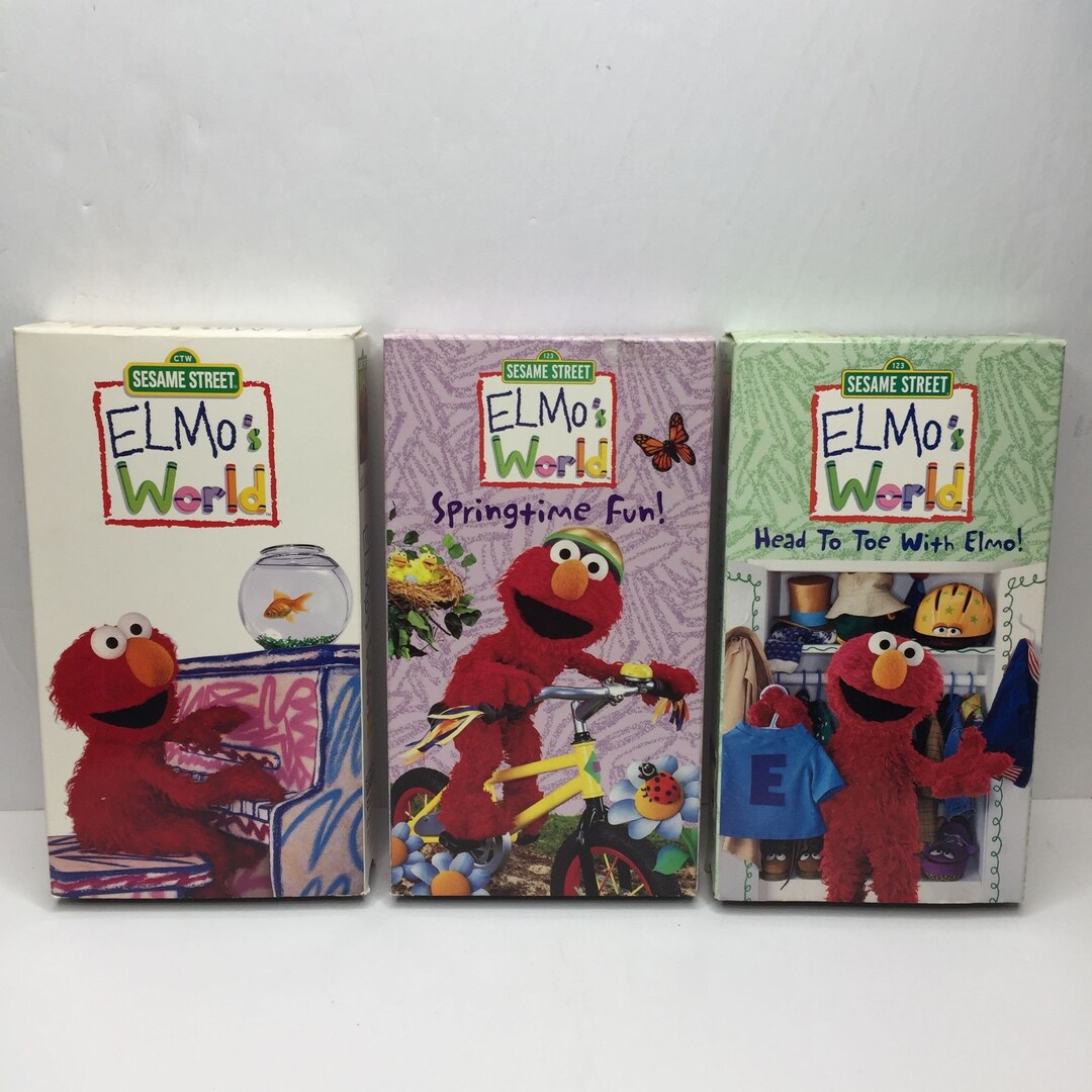 Vintage Set 3 VHS Tapes Sesame Street Elmo's World Springtime Fun Head ...