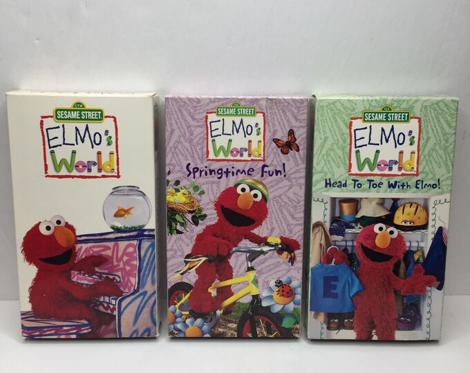 Vintage Set 3 VHS Tapes Sesame Street Elmo's World Springtime Fun Head ...