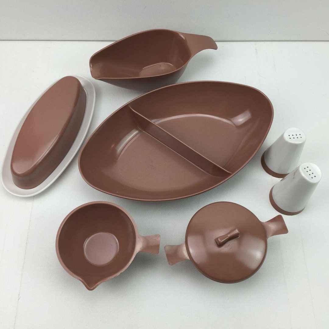 Vintage Marcrest Melmac Melamine Brown Lot of Serving Dish and Food ...