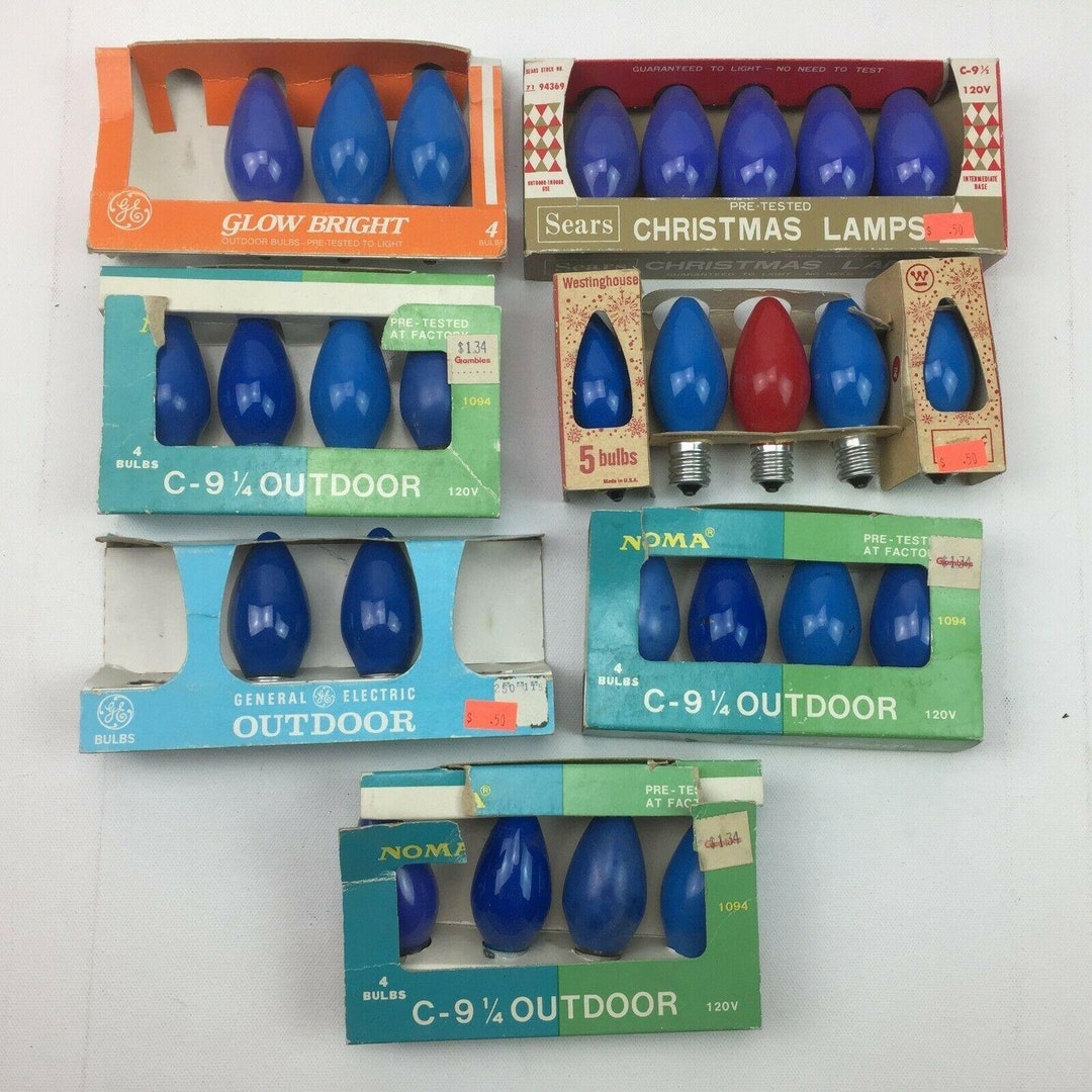 Vintage Sears General Electric Christmas Blue Bulbs Lamps D14 C-9 1/2 ...