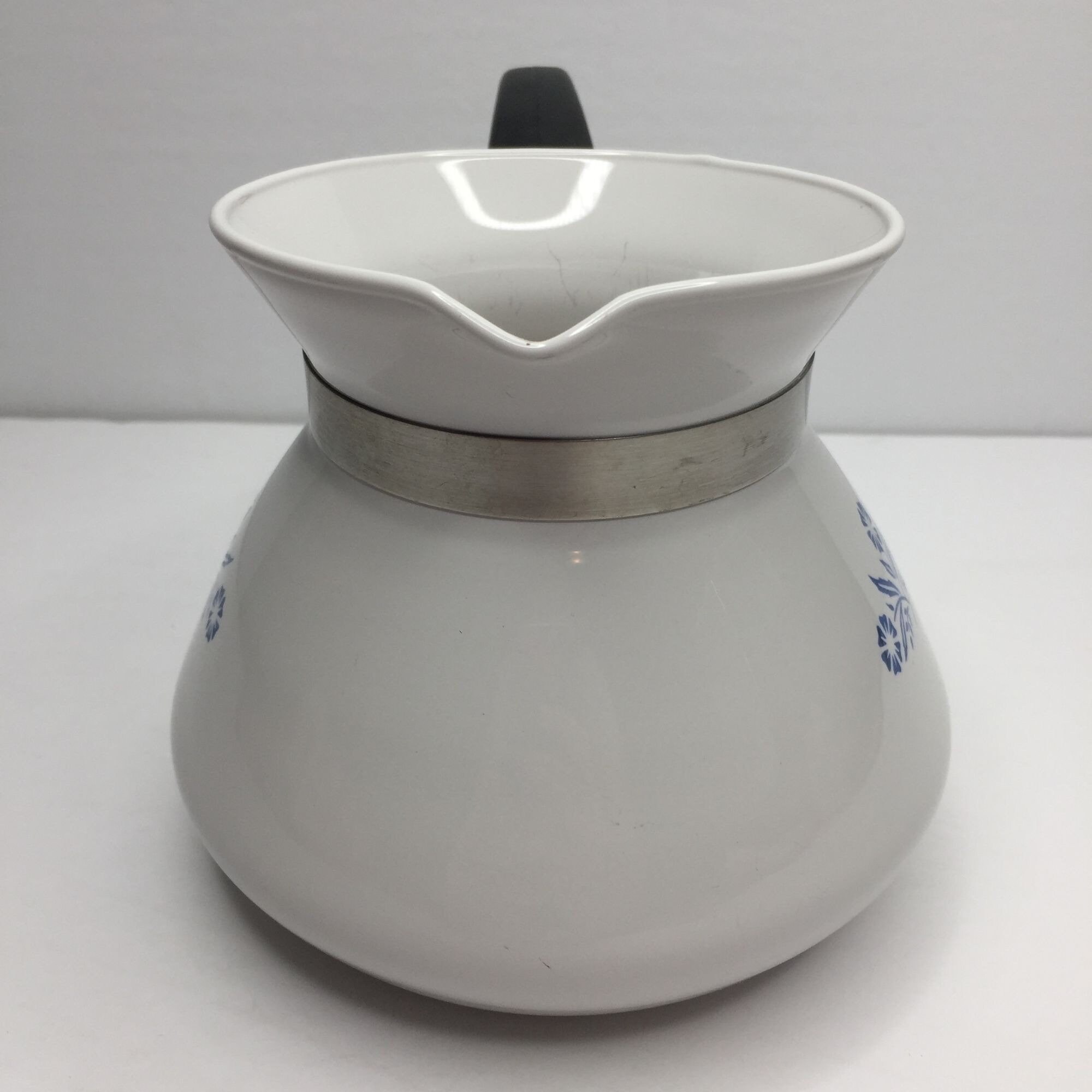 Vintage Corning Ware White Blue Cornflower Coffee Pot P-104 6 Cup 185 ...