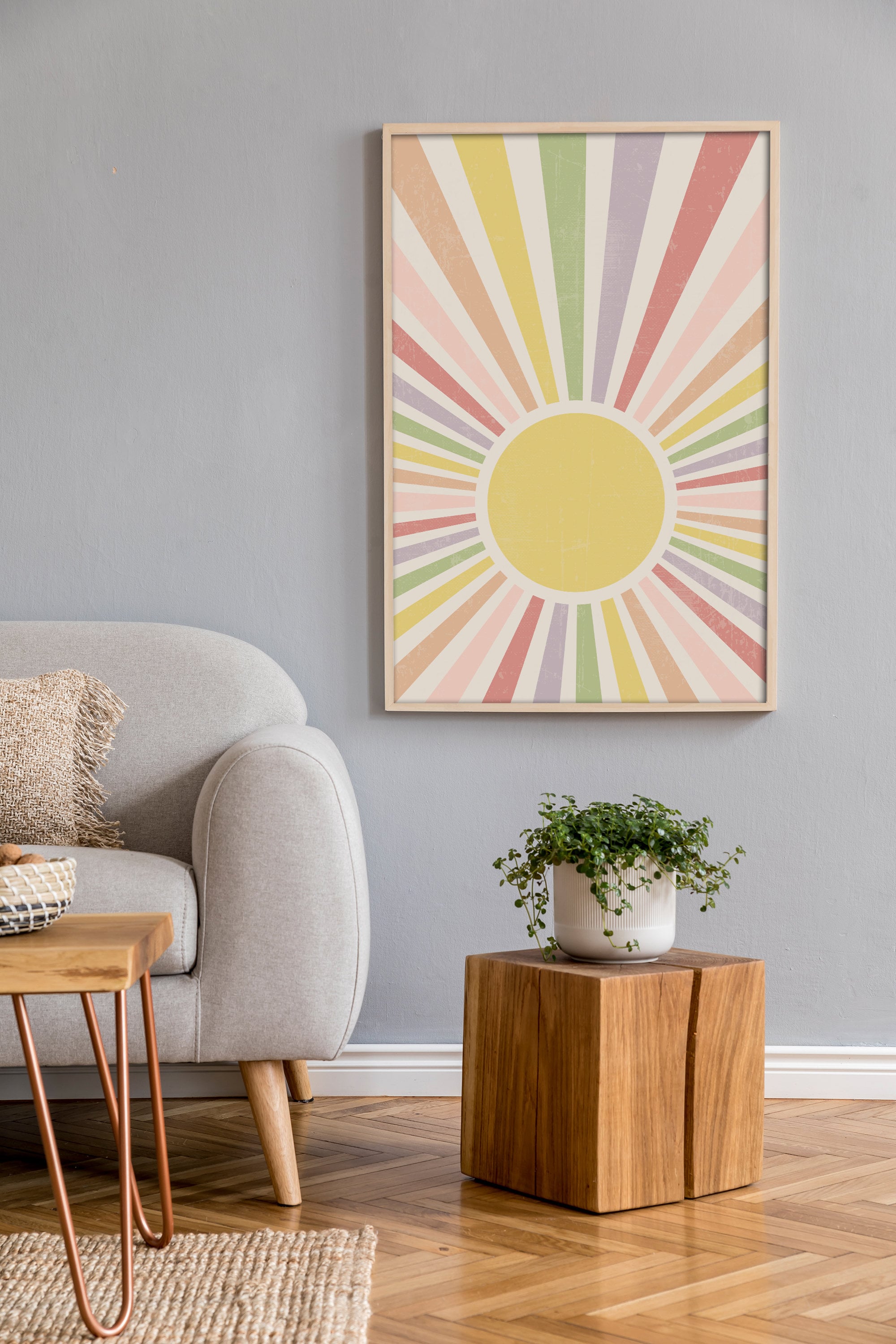 Boho Sunburst Print, Printable Poster, Retro Sunburst, Digital Instant ...