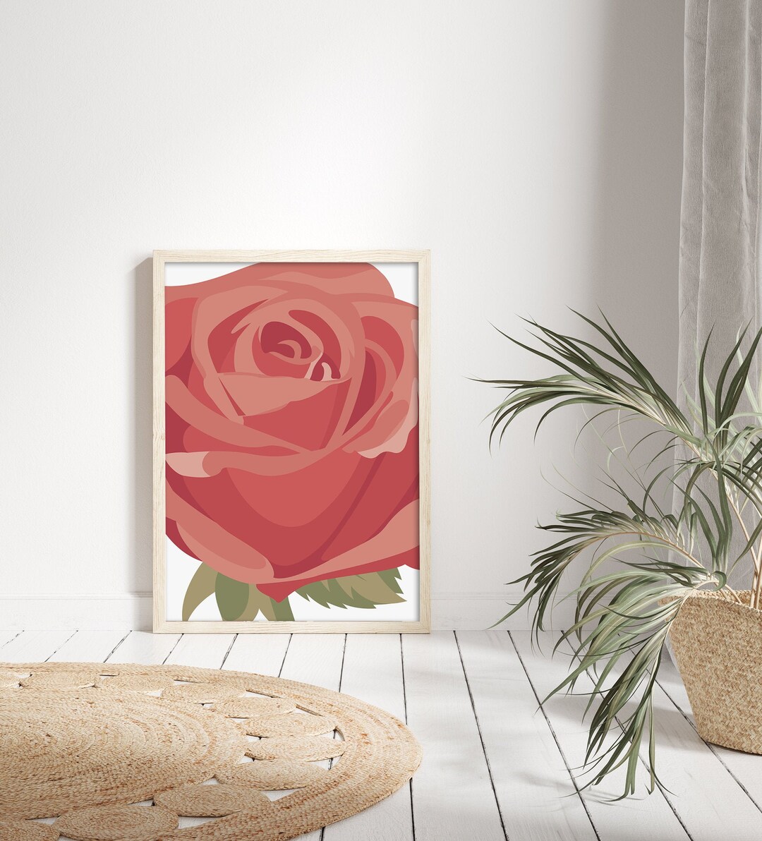 Giant Dusty Pink Rose Poster Printable Digital Art Download Mauve ...