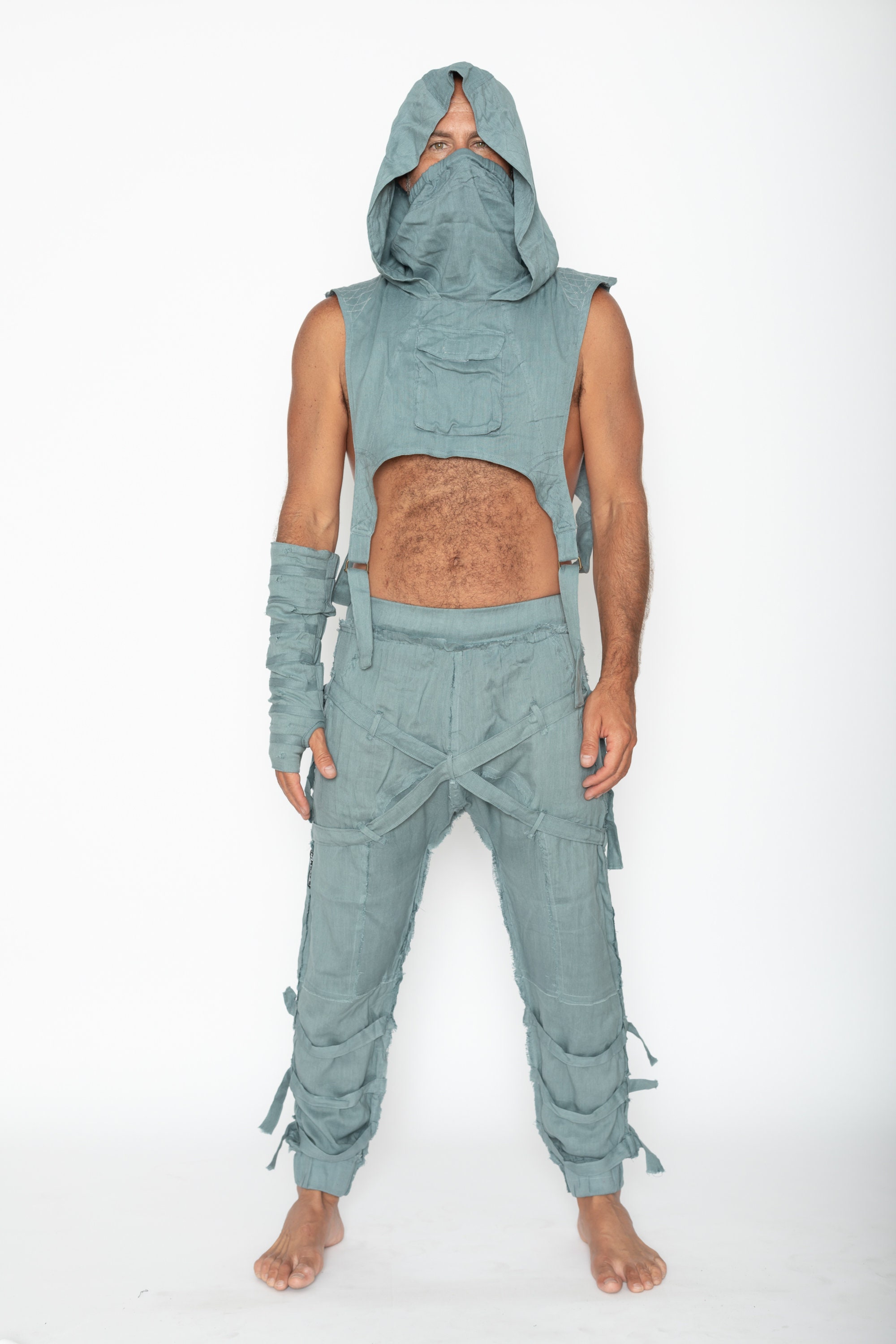 Metta Mask Blue Scarf Mask, Festival Hood and Face Covering, Burning ...