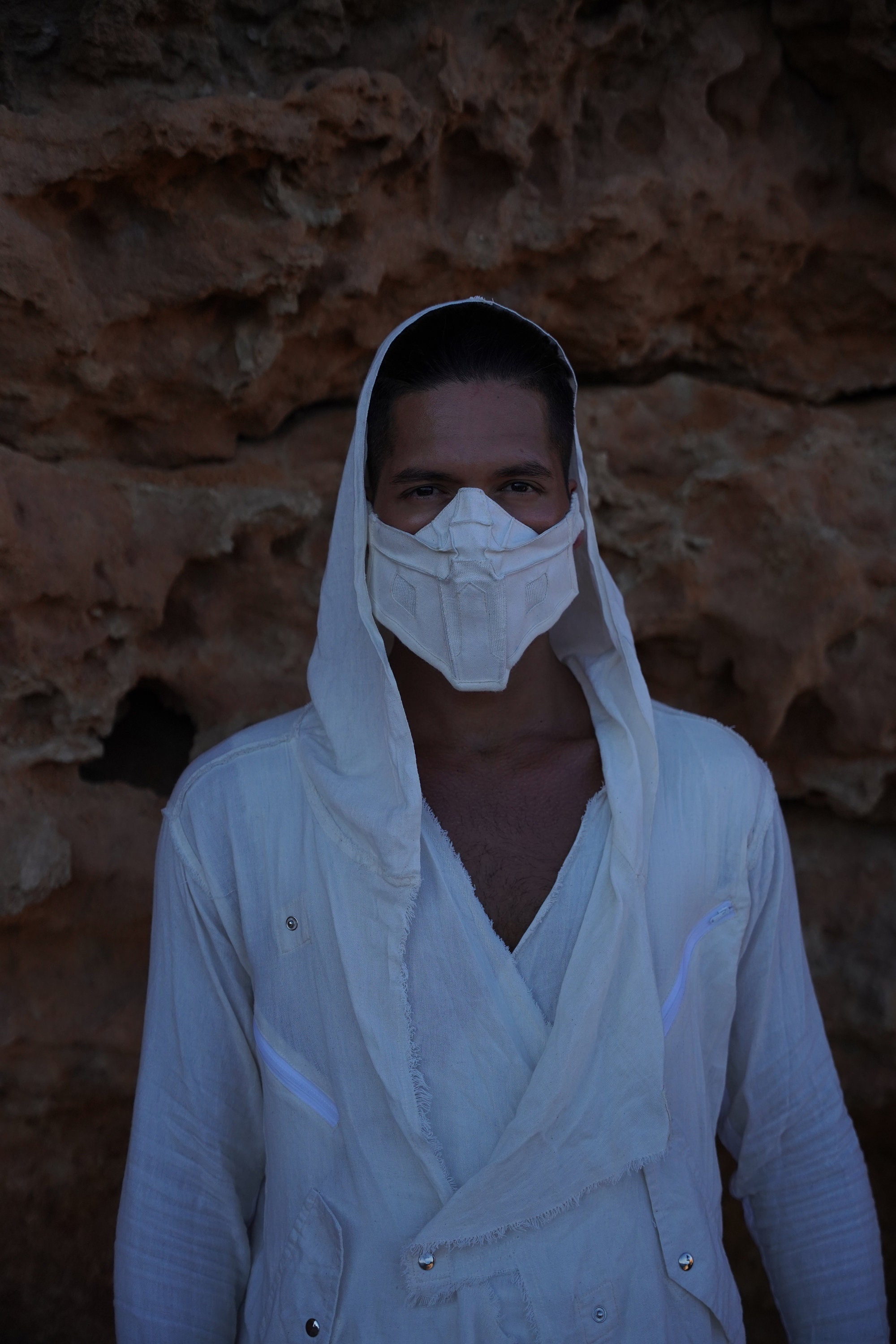 White VARANO Robe Burning Man Desert Style Nomad Robe With Long Sleeves ...