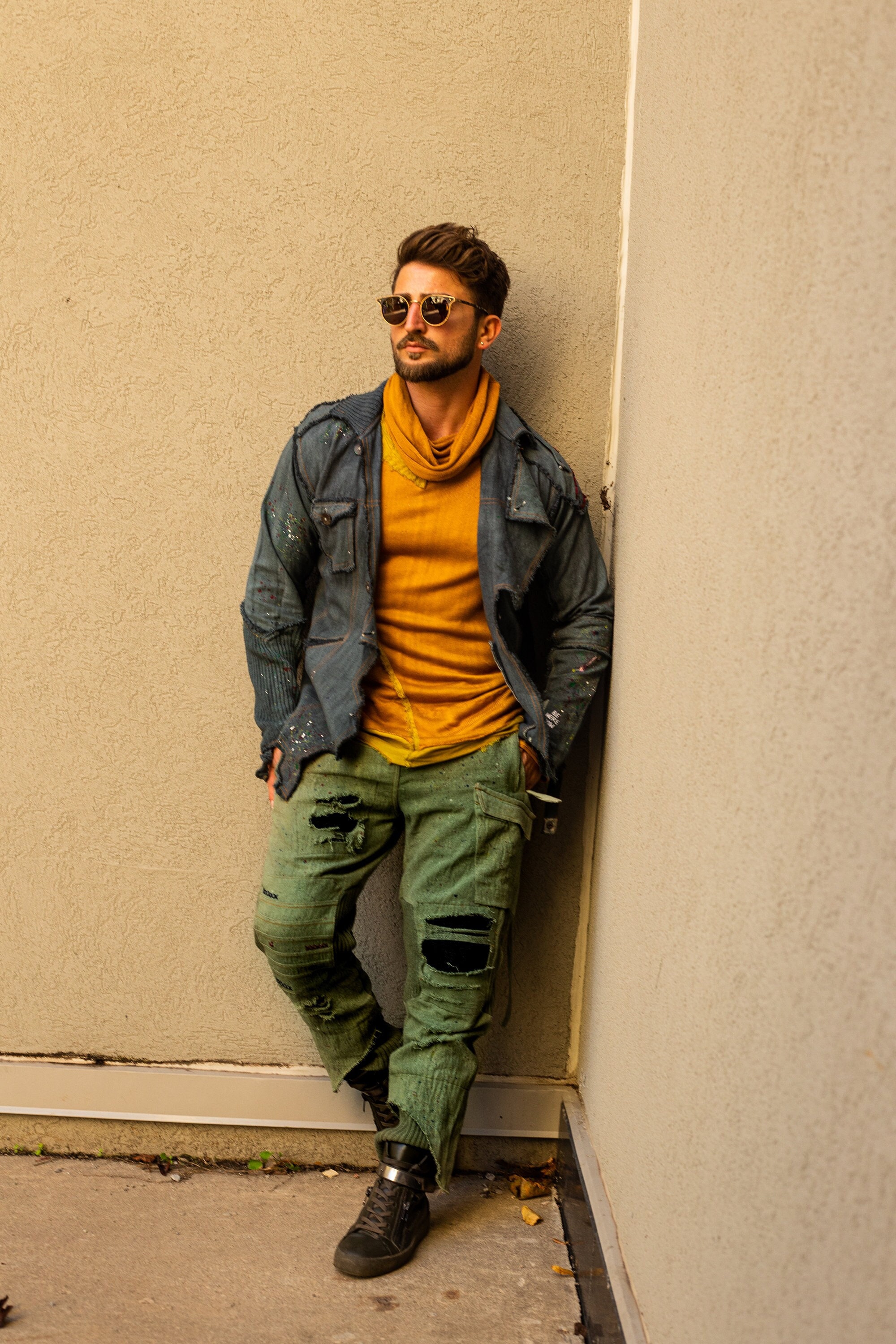 Japanese Hikaru Military Jeans Green, Loungewear Fashion Pants, Hippie ...