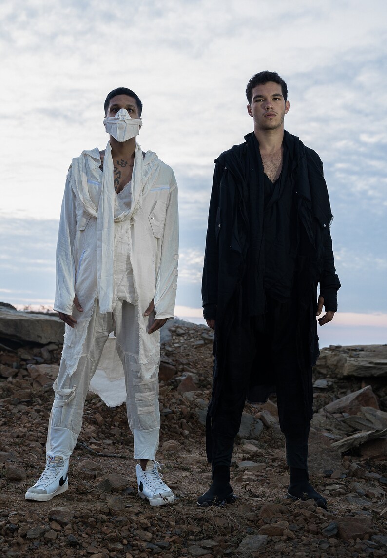 White VARANO Robe Burning Man Desert Style Nomad Robe With Long Sleeves ...