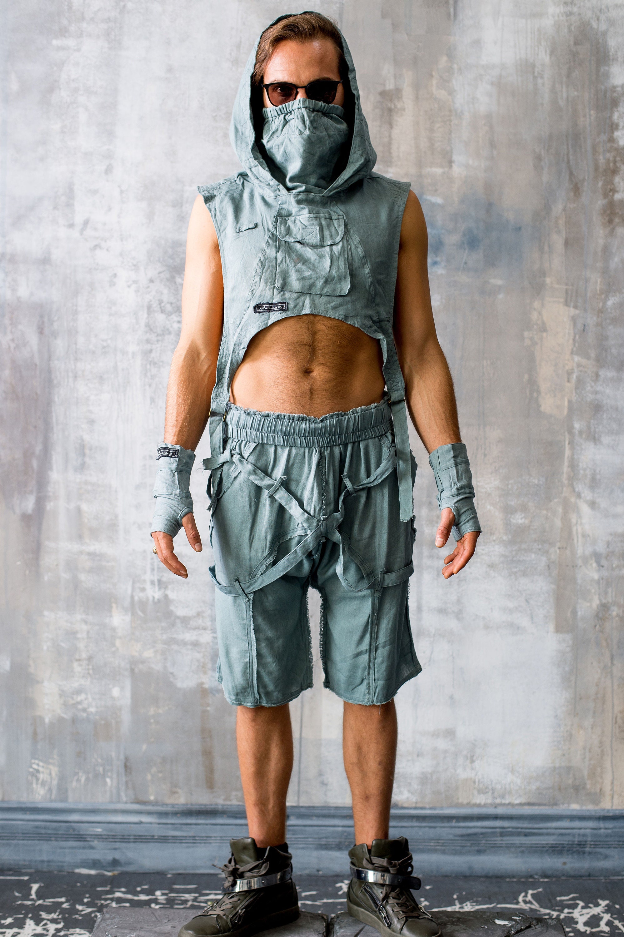 Metta Mask Blue Scarf Mask, Festival Hood and Face Covering, Burning ...