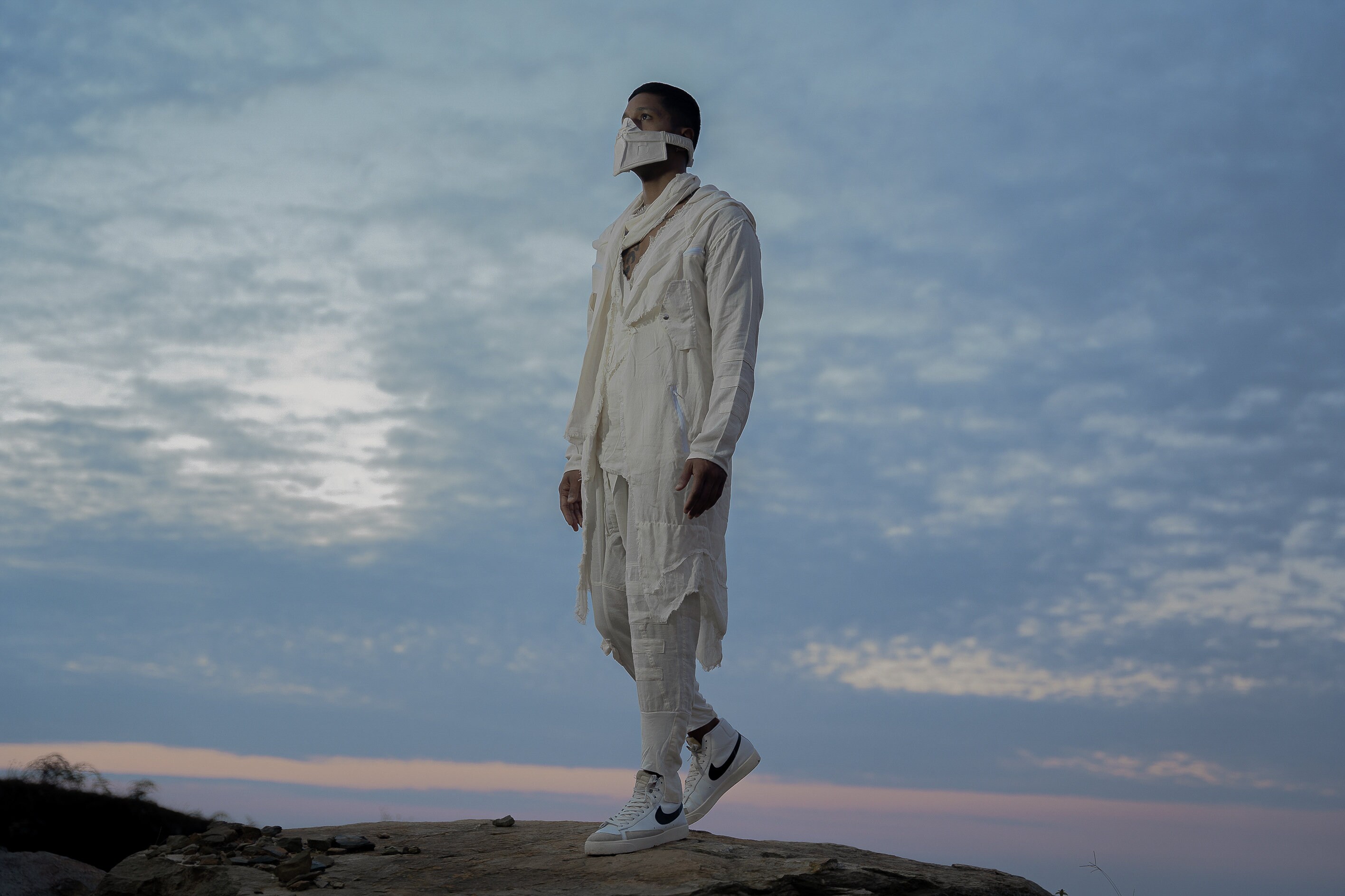 White VARANO Robe Burning Man Desert Style Nomad Robe With Long Sleeves ...