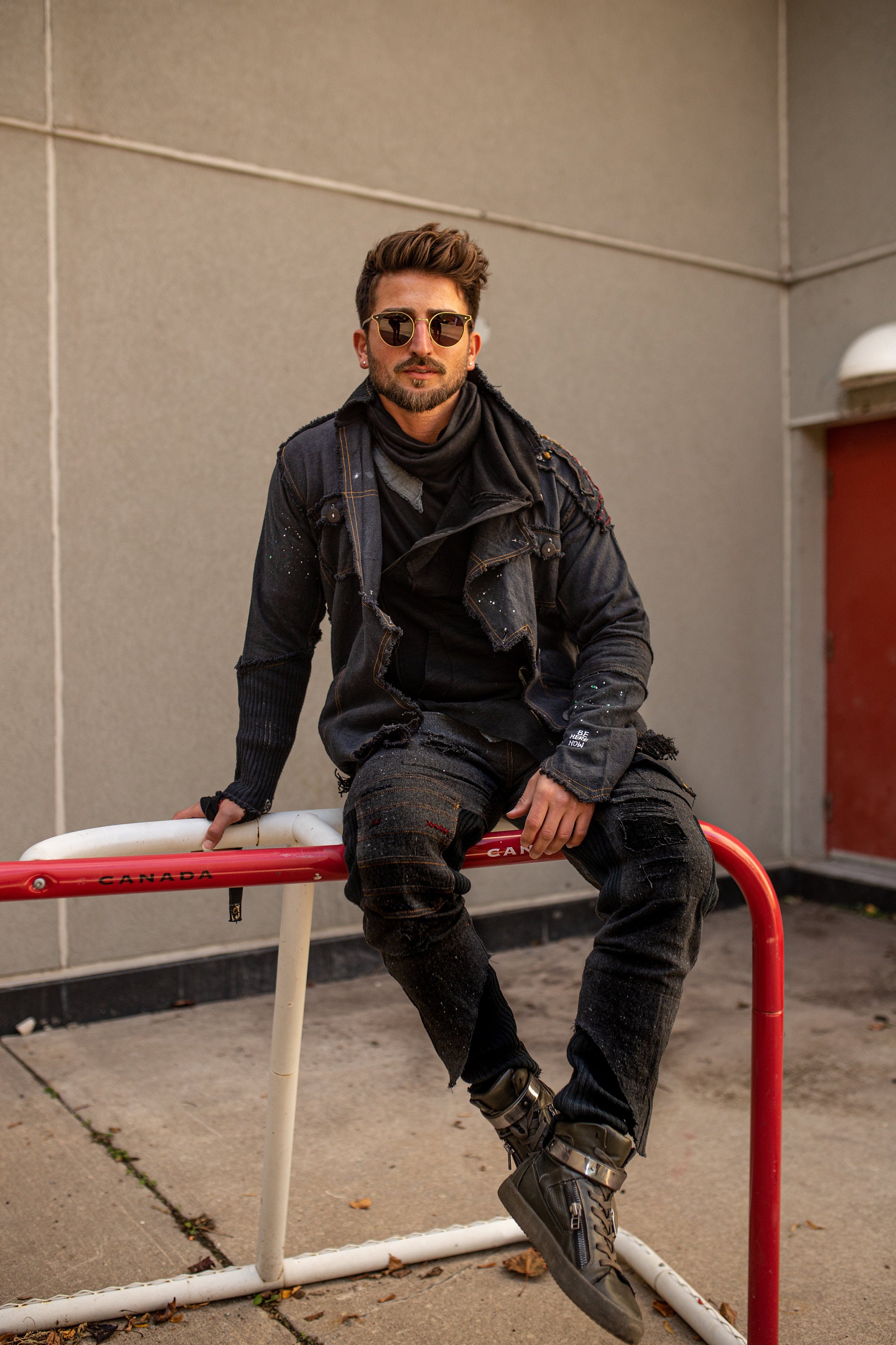 Black Ninja Denim Jacket, Casual Streetwear Biker Jacket, Japanese ...