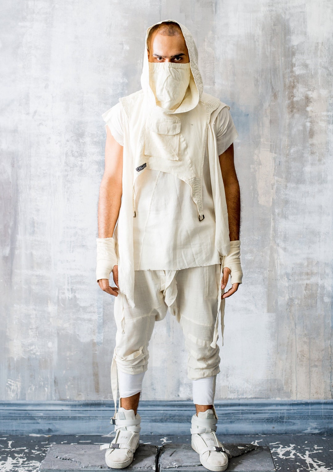 Metta Mask White: Bamboo Ninja Cowl - Burning Man Dust Mask - Etsy