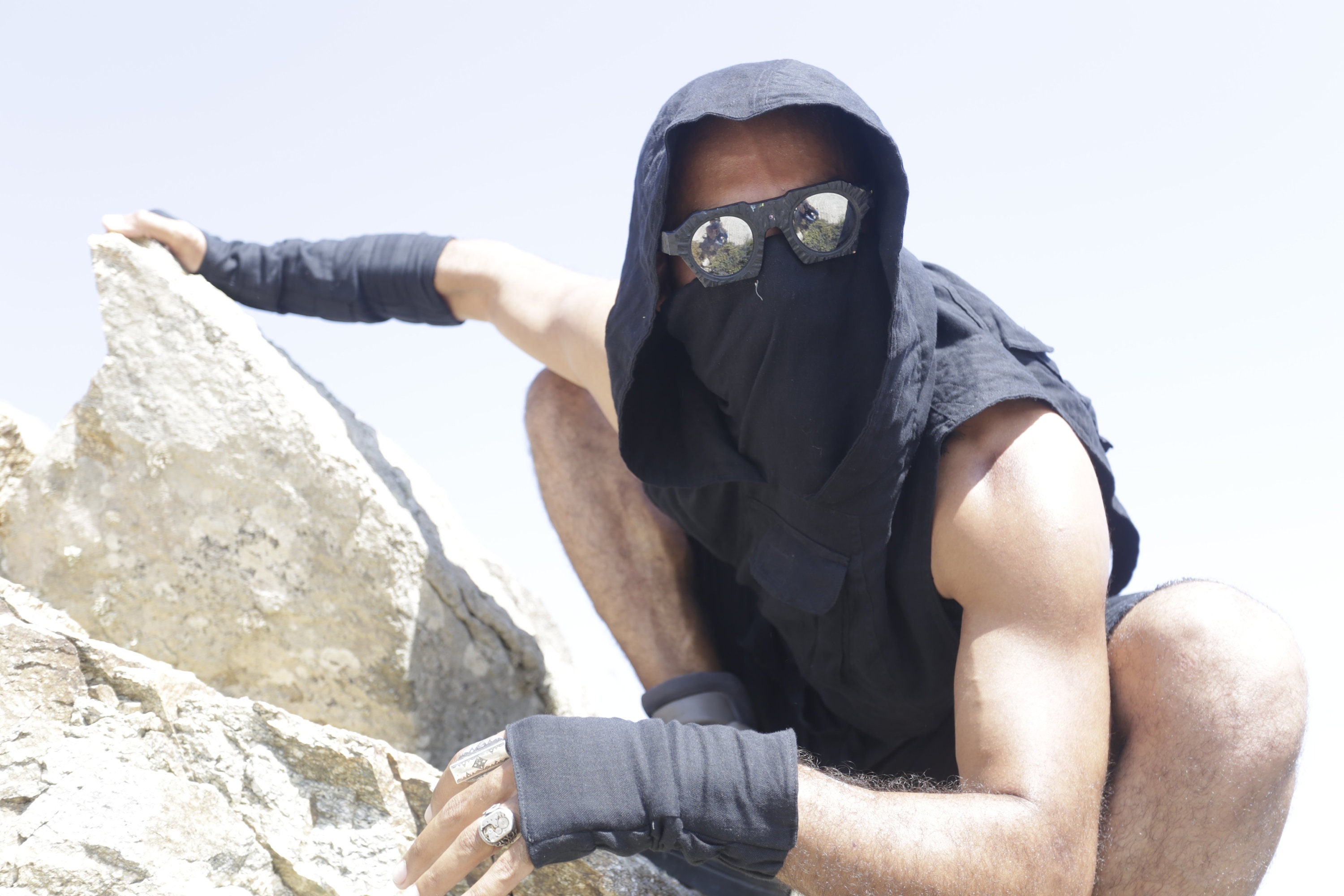 Metta Mask Black Ninja Mask Burning Man Clothing Men, Assassin Hood ...