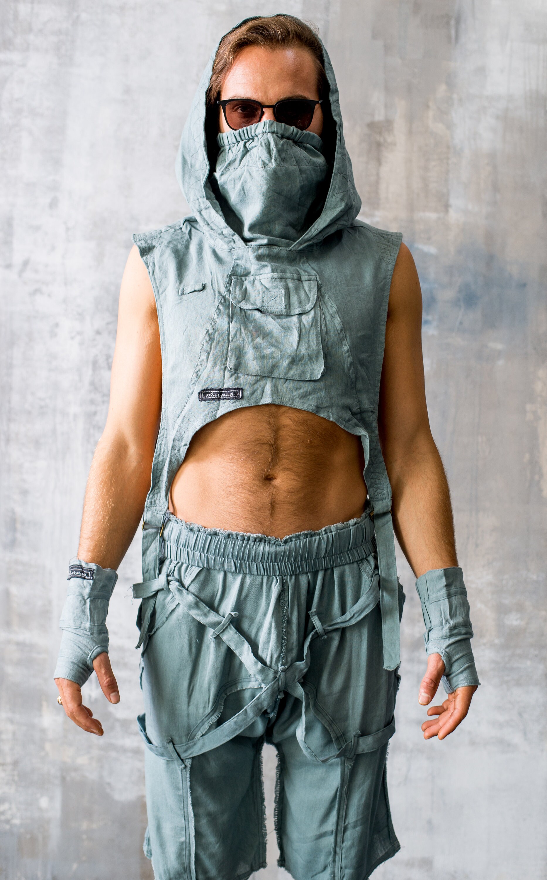 Metta Mask Blue Scarf Mask, Festival Hood and Face Covering, Burning ...