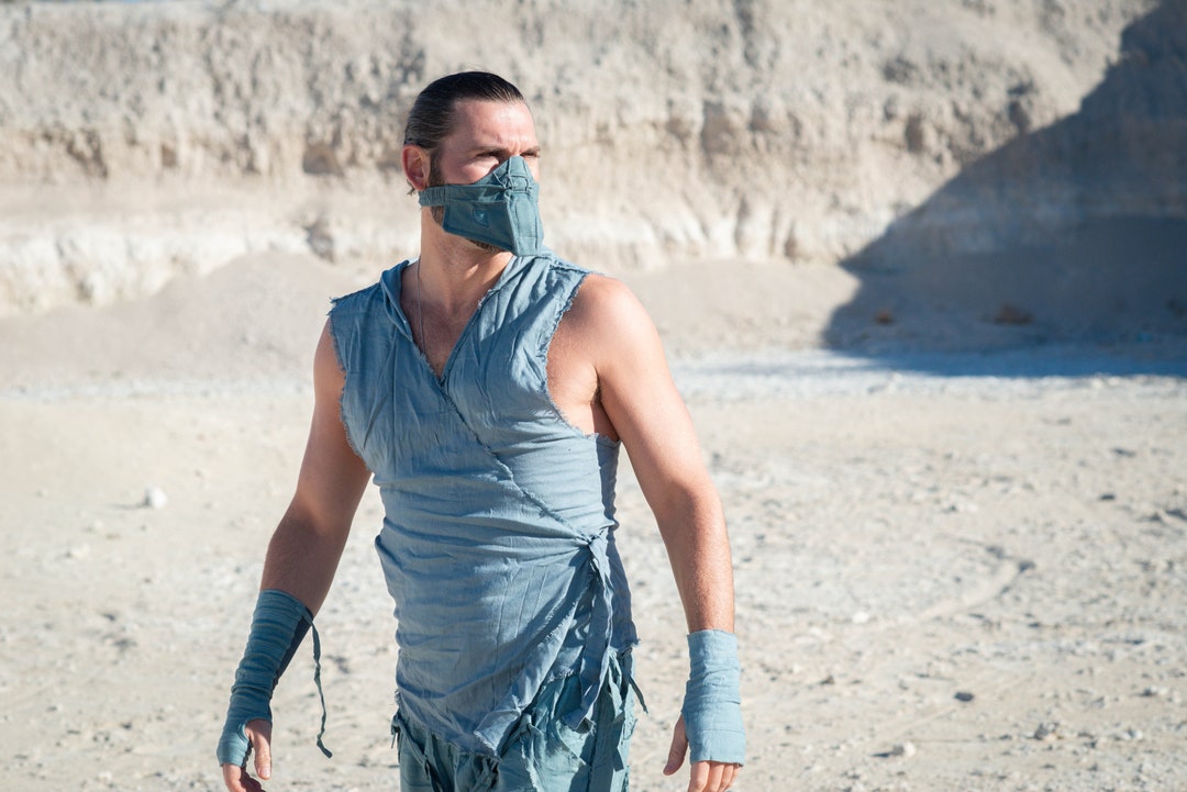 Distressed Postapocalyptic Vest Blue - Burning Man Clothing Men Tulum ...