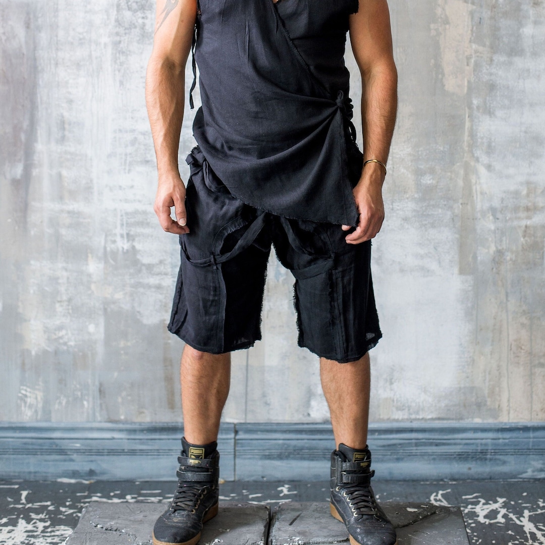 Burning Man Clothing Mens Shorts Black, Futuristic Apocalypse Clothing ...