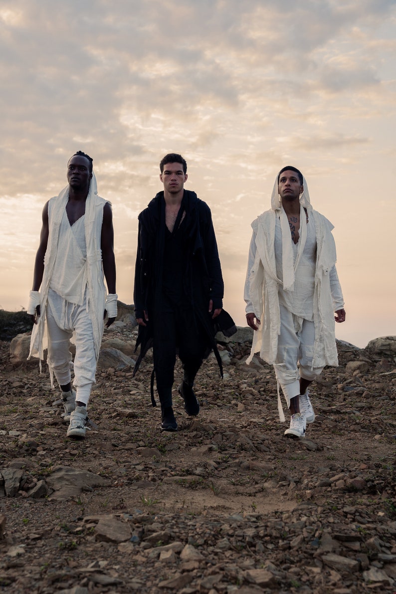 White VARANO Robe Burning Man Desert Style Nomad Robe With Long Sleeves ...