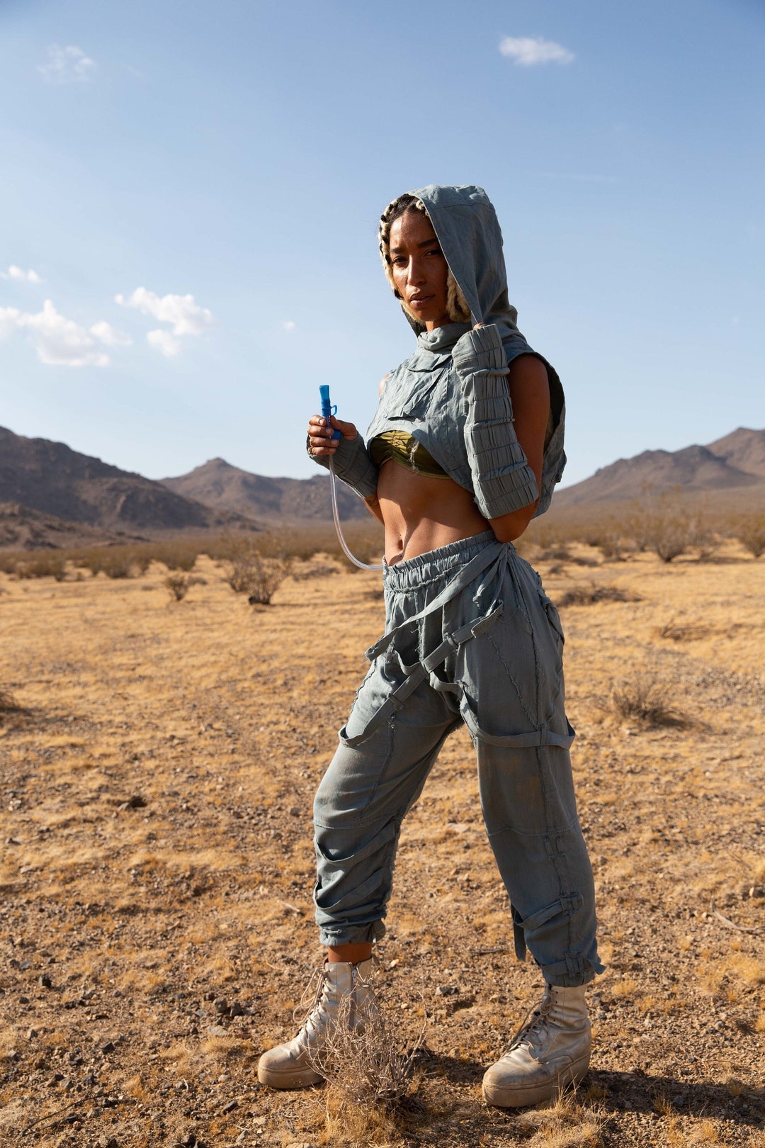 Metta Mask - Blue Scarf Mask, Festival Hood and Face Covering, Burning ...