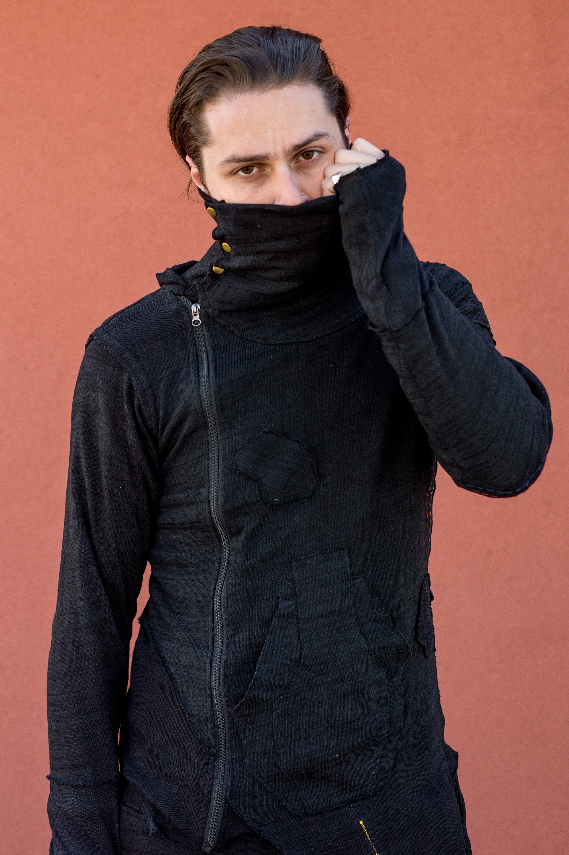 Black Ninja Sweater: Mens Cyberpunk Hooded Jacket - Etsy