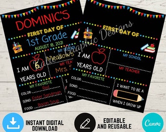 First Day of School Editable Sign Teacher Edition - Etsy