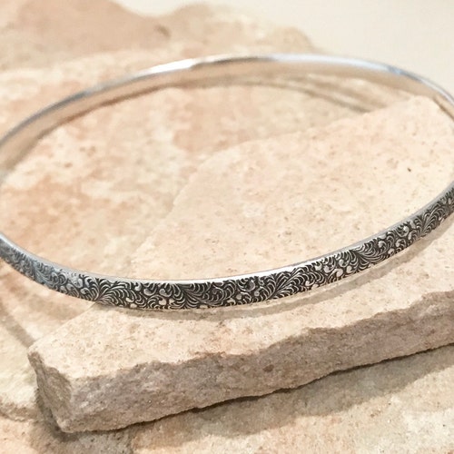 Simple Sterling Silver Bangle Bracelet | Etsy