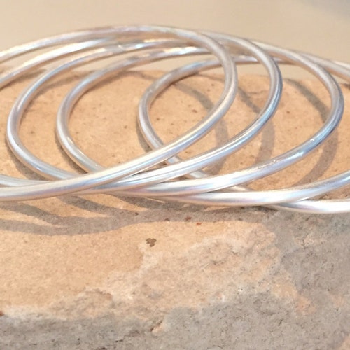 Simple Sterling Silver Bangle Bracelet - Etsy