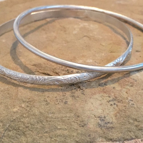 Simple Sterling Silver Bangle Bracelet | Etsy
