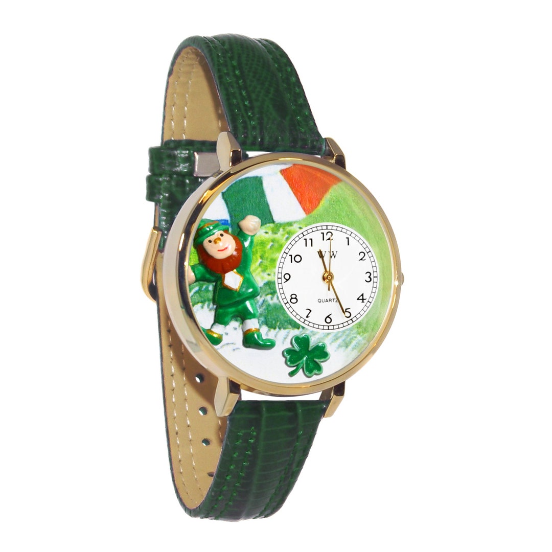 St. Patrick's Day Leprechaun With Irish Flag 3D Watch | Handmade in USA ...