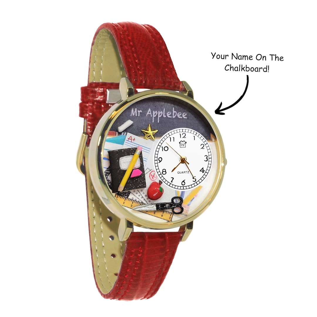 Personalized Teacher Chalkboard 3D Watch | Gold or Silver Finish ...