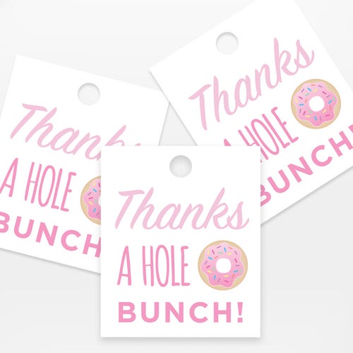 Donut Favor Tag Donuts Thank You Tag Editable Birthday Party | Etsy