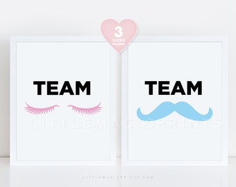 Team Girl Team Boy Printable Gender Reveal Signs Digital | Etsy