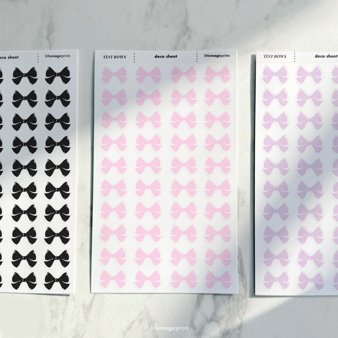 Bow Stickers, Coquette Bow Sticker Sheet, Bow Journal Stickers, Planner ...