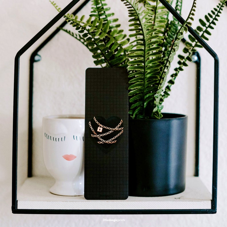 Cute Black Bookmark Chic Glam Luxury Bookmark Black Heart - Etsy