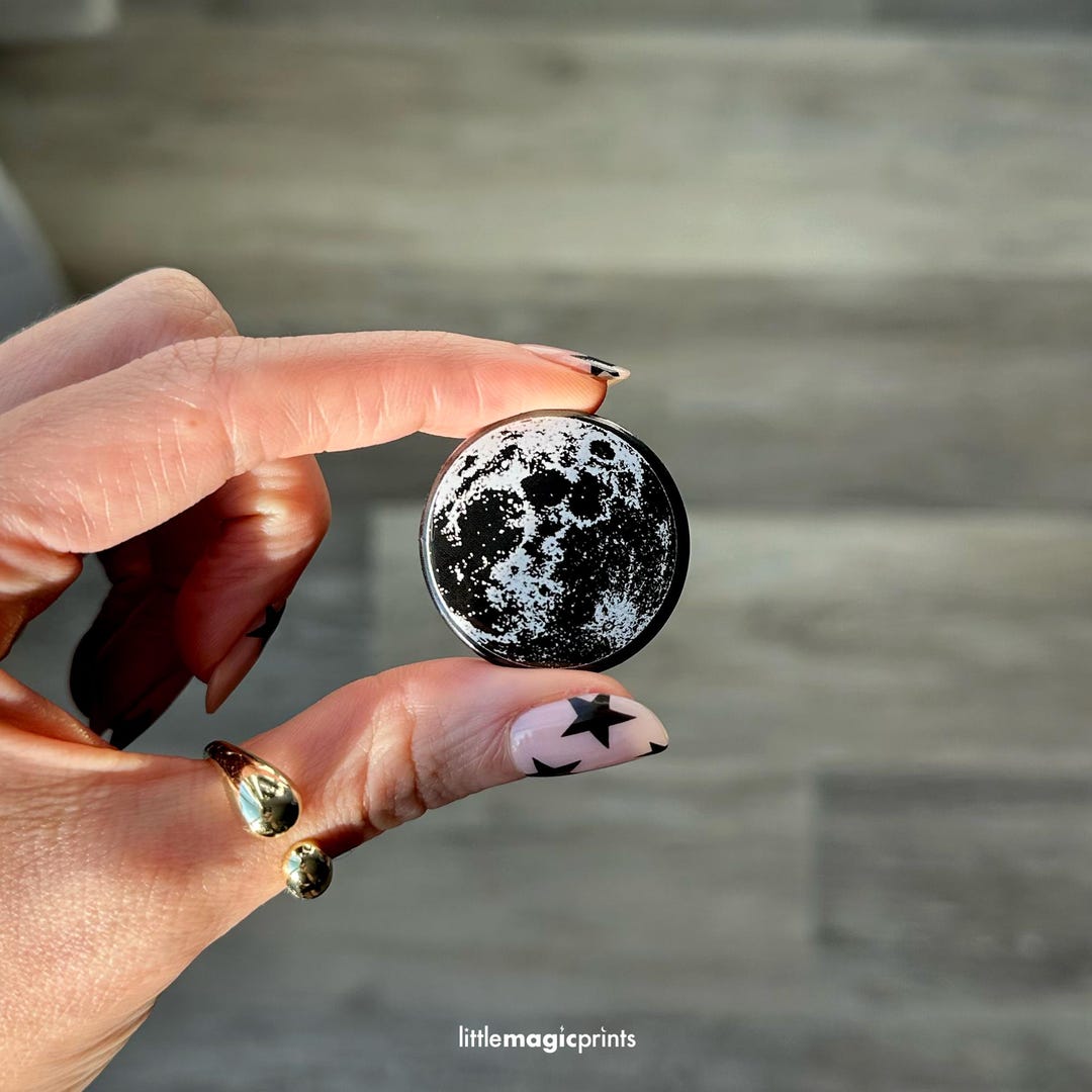 Moon Button Pin, Cute 1.25" Full Moon Bag Pin - Etsy