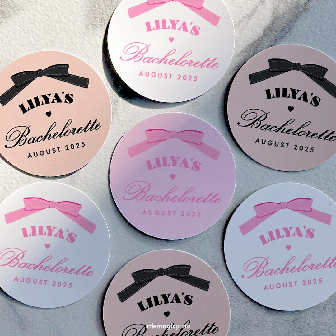 Bow Bachelorette Stickers, Custom Bachelorette Labels, Personalized ...