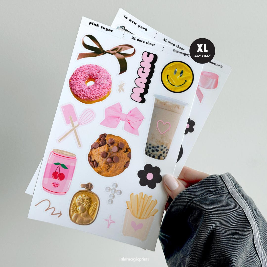 Pink Girly Aesthetic Stickers, Journal Stickers, Deco Sticker Sheet ...