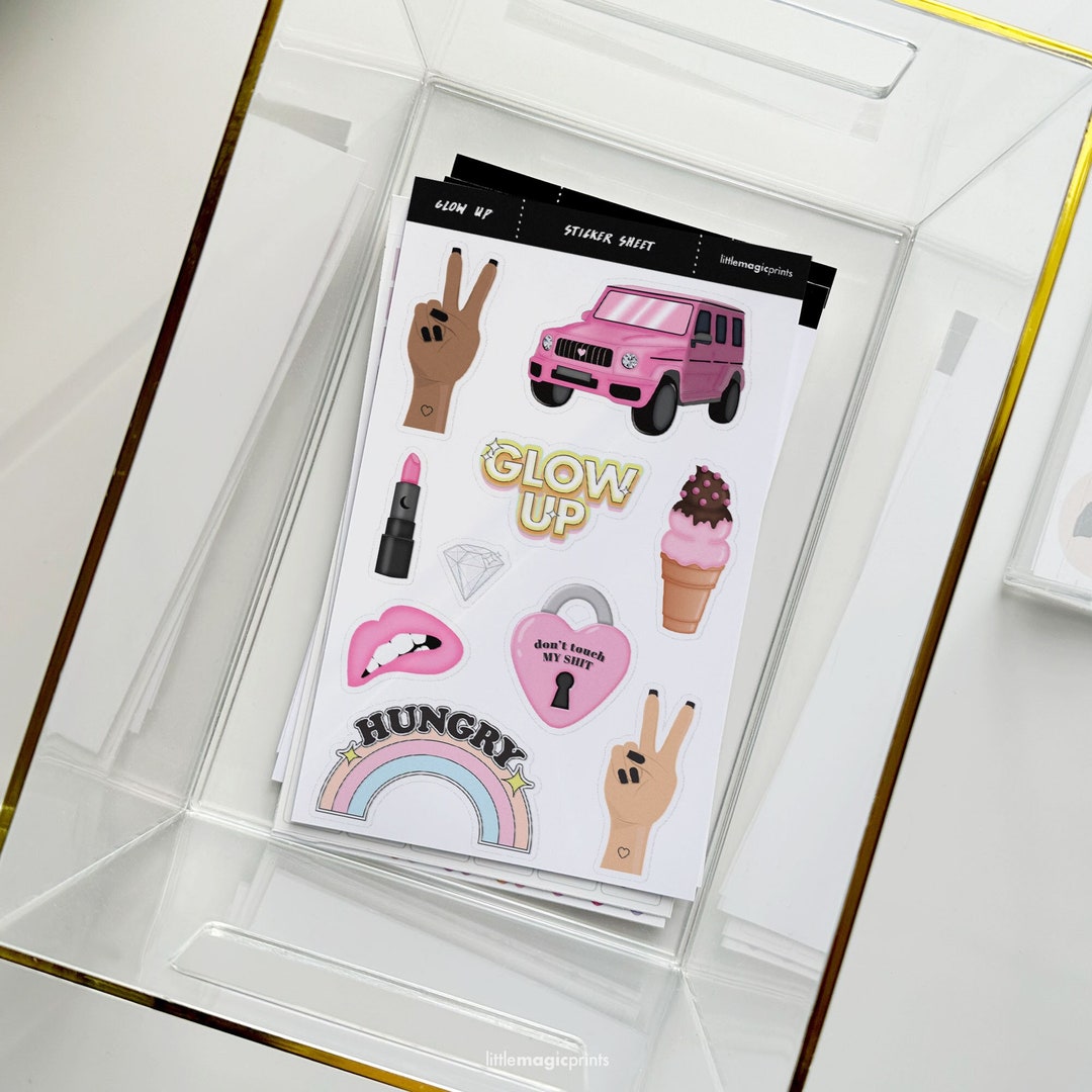 Girly Aesthetic Stickers, Journal Stickers, Decorative Stickers, Pink
