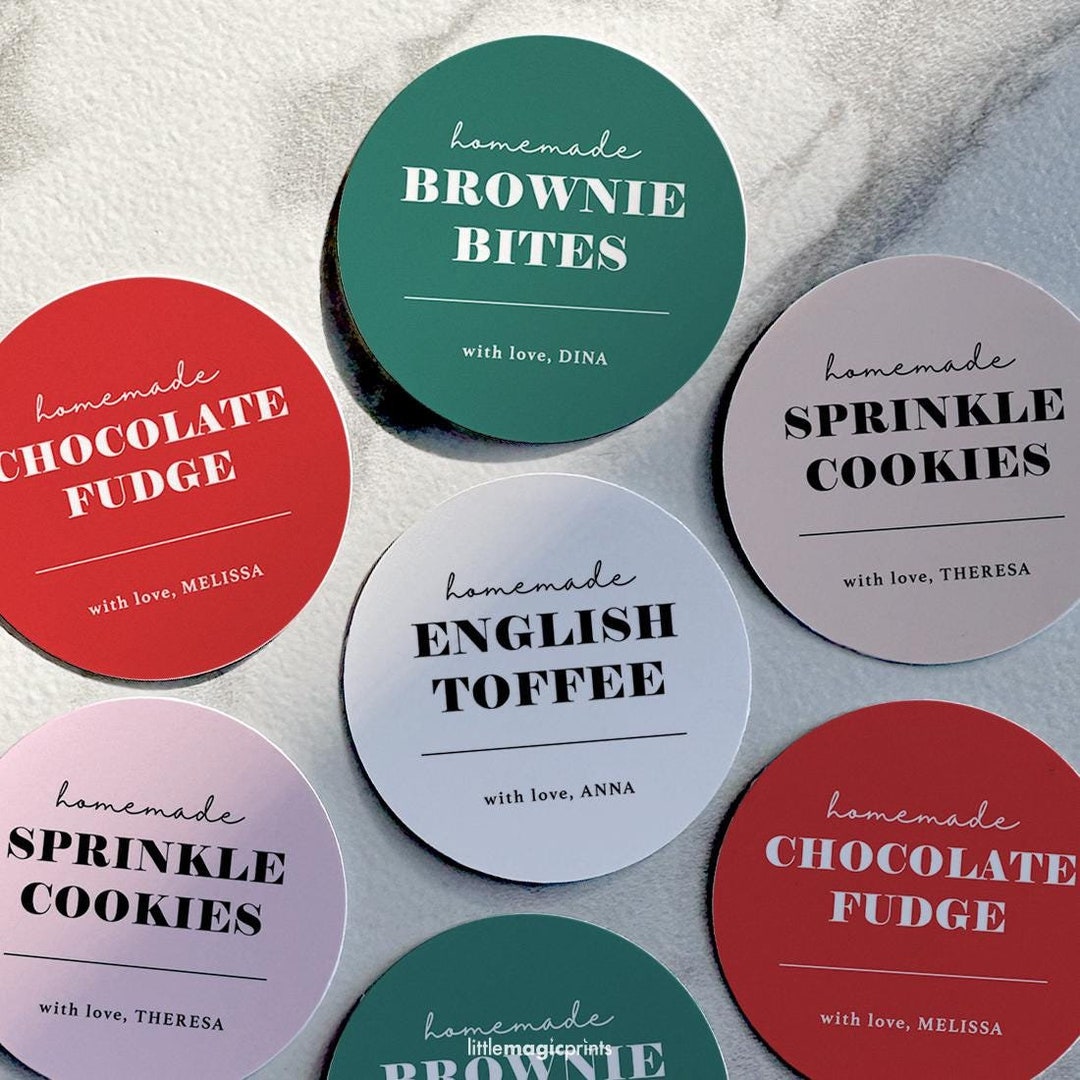 Custom Treat Labels, Christmas Gift Sticker Labels, Homemade Treats ...