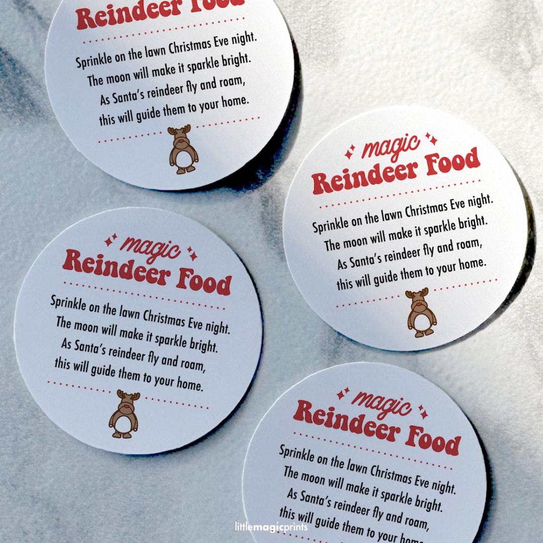 Magic Reindeer Food Stickers, Magic Reindeer Food Sticker Labels, 2 ...