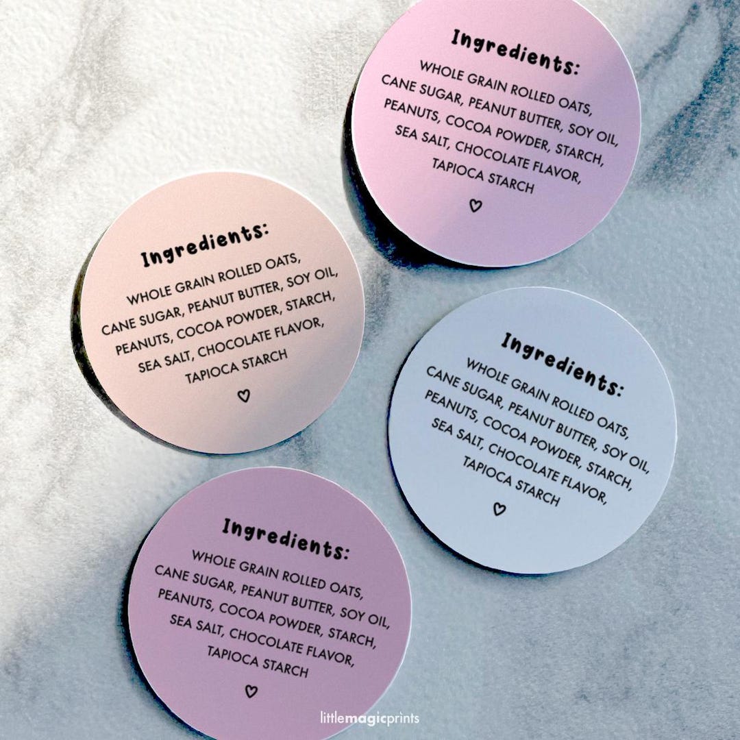 Ingredients Sticker Labels, Allergy Information Labels, Food Labels ...